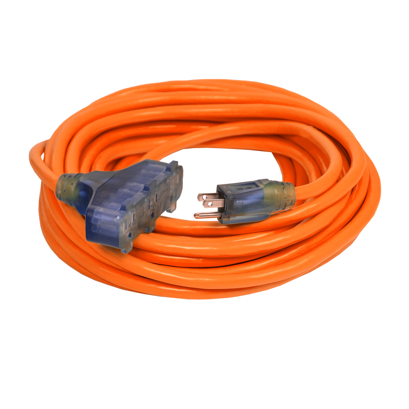 Outdoor Dual Lighted 3-Outlet CGM Extension Cords | Bad Ass Extension Cords